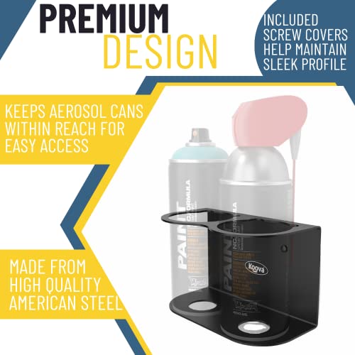 Koova 2 AerosolĀ Spray Can Holder | Easy Install Wall Mount | Heavy-Duty Powder Coated Steel Storage Rack for Garage & Home | Craft Workspace Paint Bottle Organizer | Hardware Included | USA Made