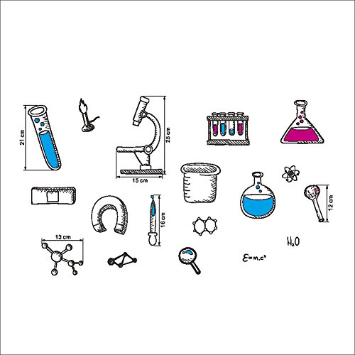 BIBITIME Science Laboratory Wall Decals Vinyl Chemical Element Tool Stickers for School Classroom Nursery Bedroom Children Student Study Teens Kids Room Decor DIY Home Art Decorations