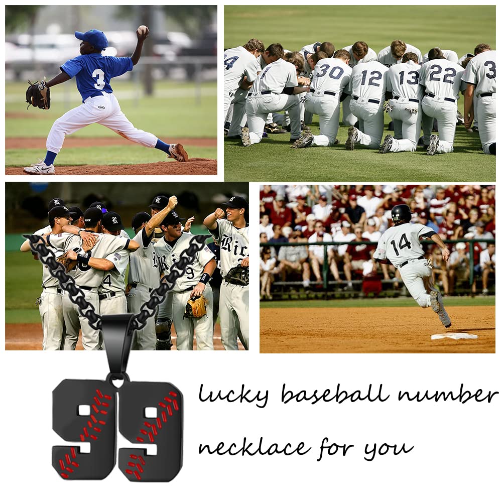 AIAINAGI Baseball Number Necklace for Men 00-99 Athletes Jersey Number Necklace Stainless Steel Chain Baseball Charm Pendant Personalized Baseball Gift for Men（03）