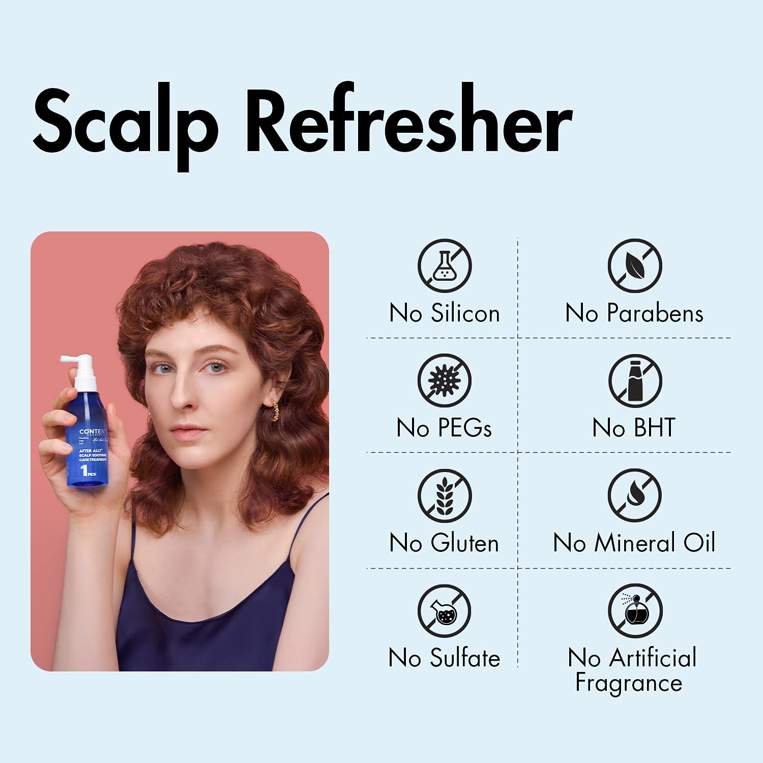 CONTENTLY AFTER ALL! Scalp Soothing Care Treatment | Daily Scalp Cooling Tonic with Probiotics & Ginger Extract For Itchy & Flaky Scalps | 4.06 fl.oz.