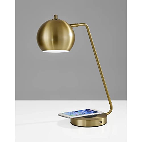 Adesso 5131-21 Emerson Desk Lamp Wireless Charging, 7W LED, 5W QI, USB Port, Indoor Lighting Lamps