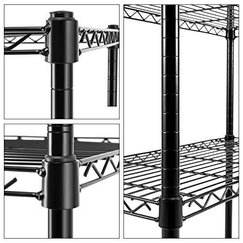 5-Tier Metal Shelving Unit, Heavy Duty Storage Shelves Hold 750LBS NSF Steel Organizer Wire Rack for Closet Basement Office Kitchen Laundry, 24" W x 14" D x 60" H- Black