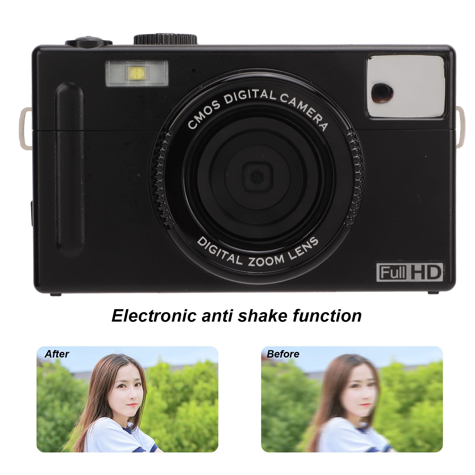 16X Digital Camera, 3 inch TFT LCD 24MP Portable 1080P FHD Micro Single Camera, 1500mAh Rechargeable, for Beginners, Children, Teenagers, Friends(Black)