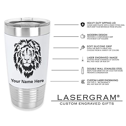 LaserGram 20oz Vacuum Insulated Tumbler Mug, Kayak Woman, Personalized Engraving Included (Silicone Grip, White)