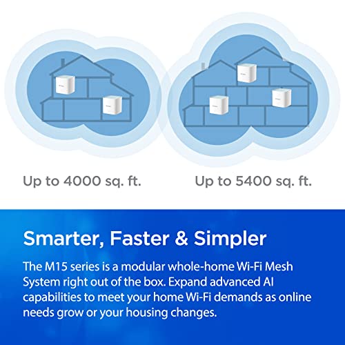D-Link M15/3, Eagle Pro AI Mesh WiFi 6 Router System (3-Pack) - Multi-Pack for Smart Wireless Internet Network, Compatible with Alexa and Google, AX1500