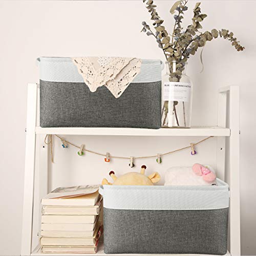 Awekris Large Storage Basket Bin Set [3-Pack] Storage Cube Box Foldable Canvas Fabric Collapsible Organizer With Handles For Home Office Closet Toys Clothes Kids Room Nursery