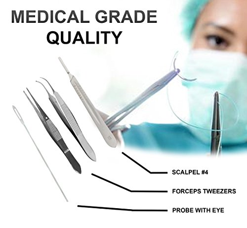 30 Pcs Advanced Biology Lab Anatomy Medical Student Dissecting Kit Set with Scalpel Knife Handle Blades Ideal for Student, Hobby, Taxidermy and More (DES-KIT-110)