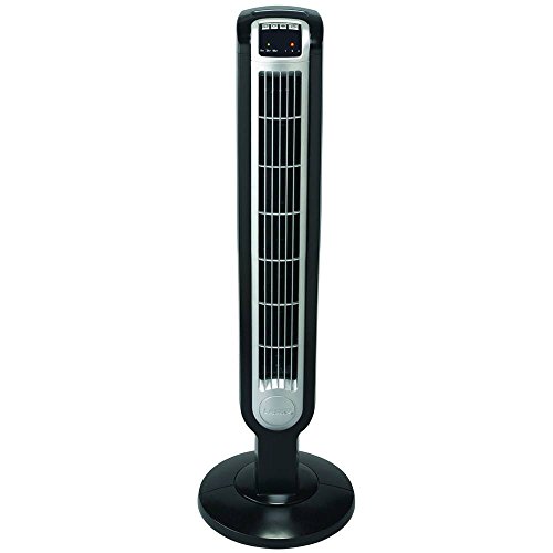 Lasko Oscillating Tower Fan, Remote Control, 3 Speeds, for Bedroom, Kitchen, Office, 36", Black, 2511 and Febreze AIR Effects Air Freshener Linen & Sky, 8.8 oz (Pack of 6)