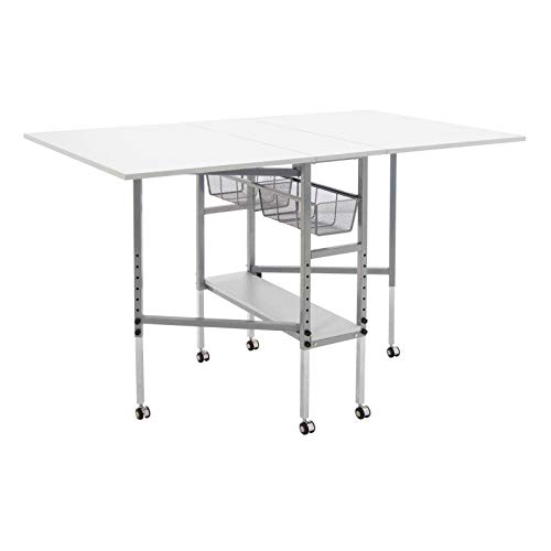 Sew Ready Hobby and Cutting Table - 58.75" W x 36.5" D White Arts and Crafts Table with 2 Mesh Storage Drawers & Studio Designs Sewing Table, 45.5" W x 23.5" D x 30" H, Black/White