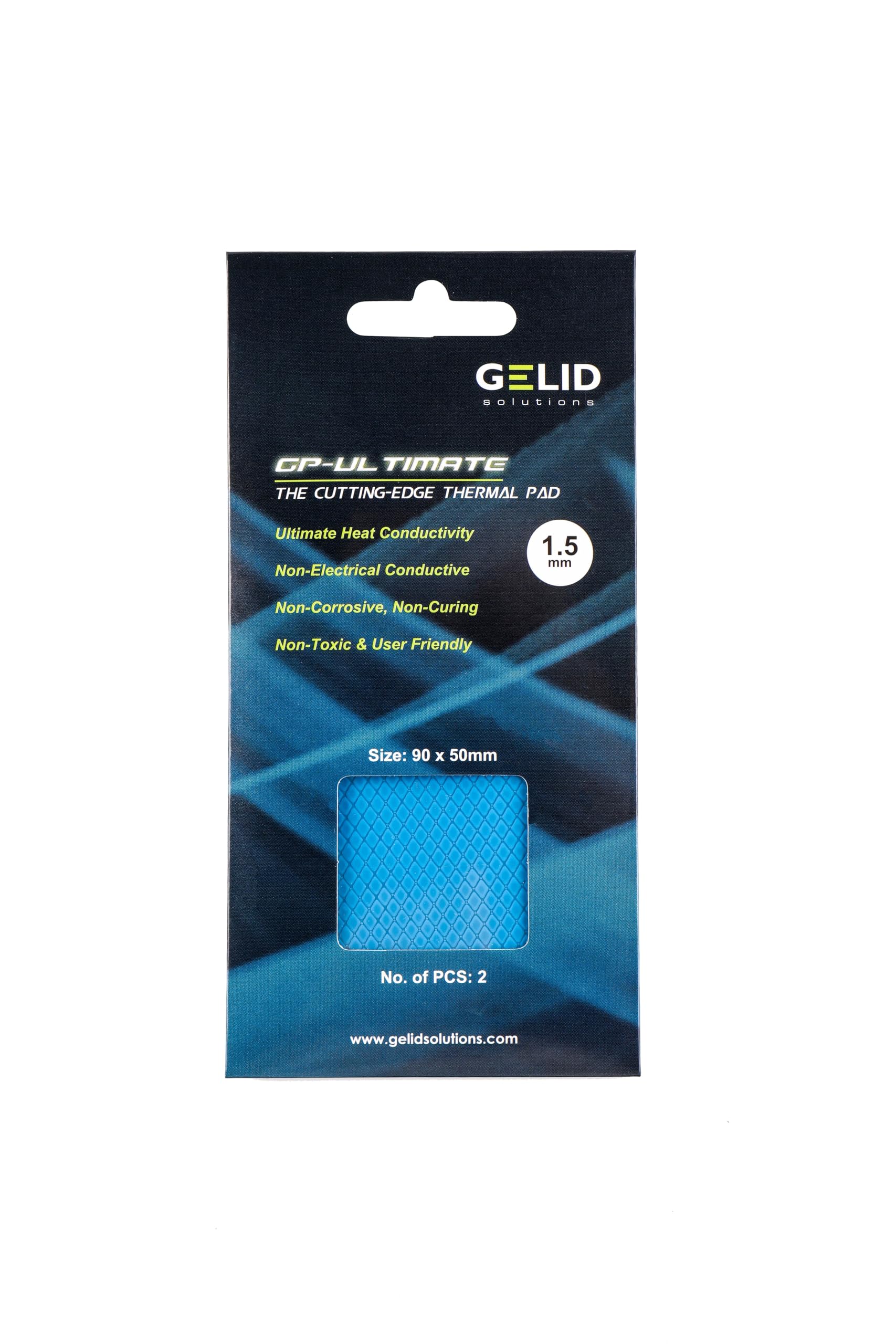 Gelid Solutions GP-Ultimate 15W-Thermal Pad 90x50x1.5mm (2pcs). Excellent Heat Conduction, Ideal Gap Filler. Easy Installation.