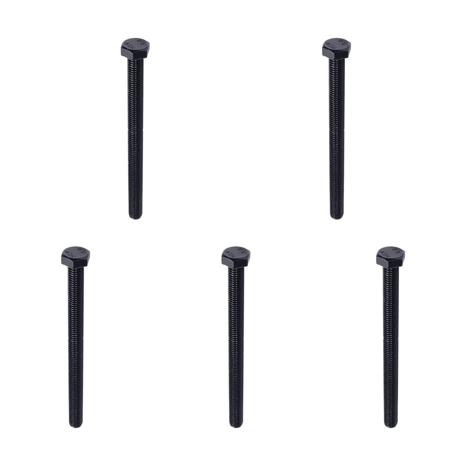 Aicosineg 5Pcs M10 x 130mm Carbon Steel Grade 8.8 External Hex Head Screw Bolts Metric Thread Hexagon Bolts Fastener Hex Bolts for Hardware Furniture Machinery Black 5.38x0.63inch