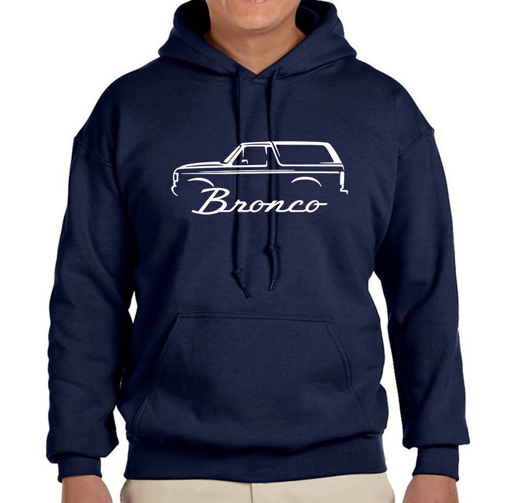 1987-91 Ford Bronco Truck Classic Outline Design Hoodie Sweatshirt large navy blue