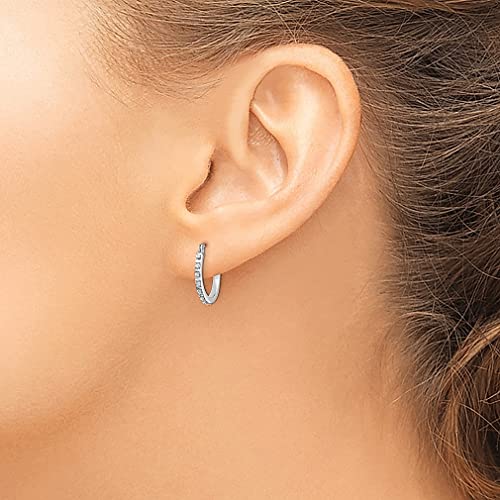 14K White Gold Diamond Hinged Hoop Earrings