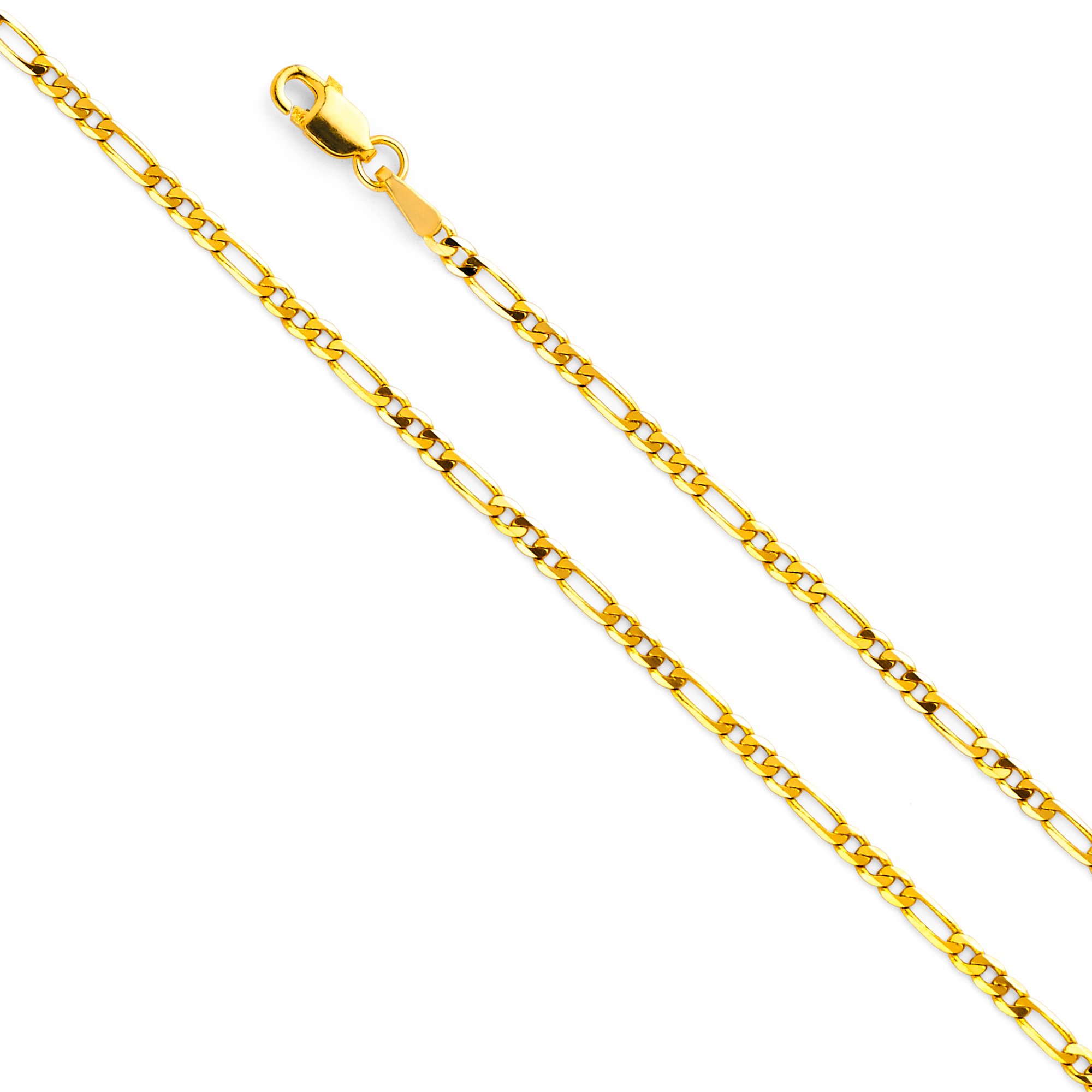 14K Yellow Gold Cross Pendant with 1.9mm Figaro 3+1 Chain Chain Necklace - 16"
