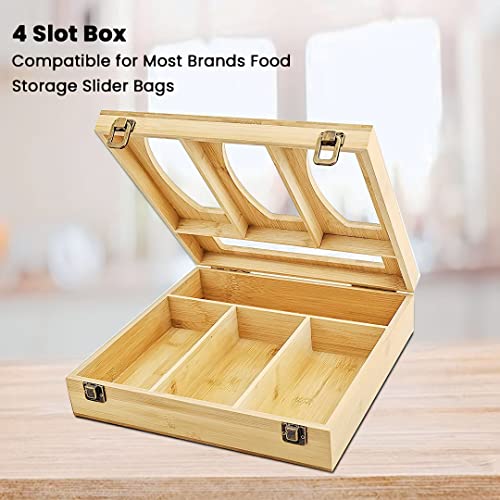 ACSELLO Wooden Ziplock Bag Storage Organizer for Drawer - Bamboo Bag Storage Organizer β Gallon, Plastic, Snack, Sandwich Bag Organizer For Kitchen - Storage Bag Holder