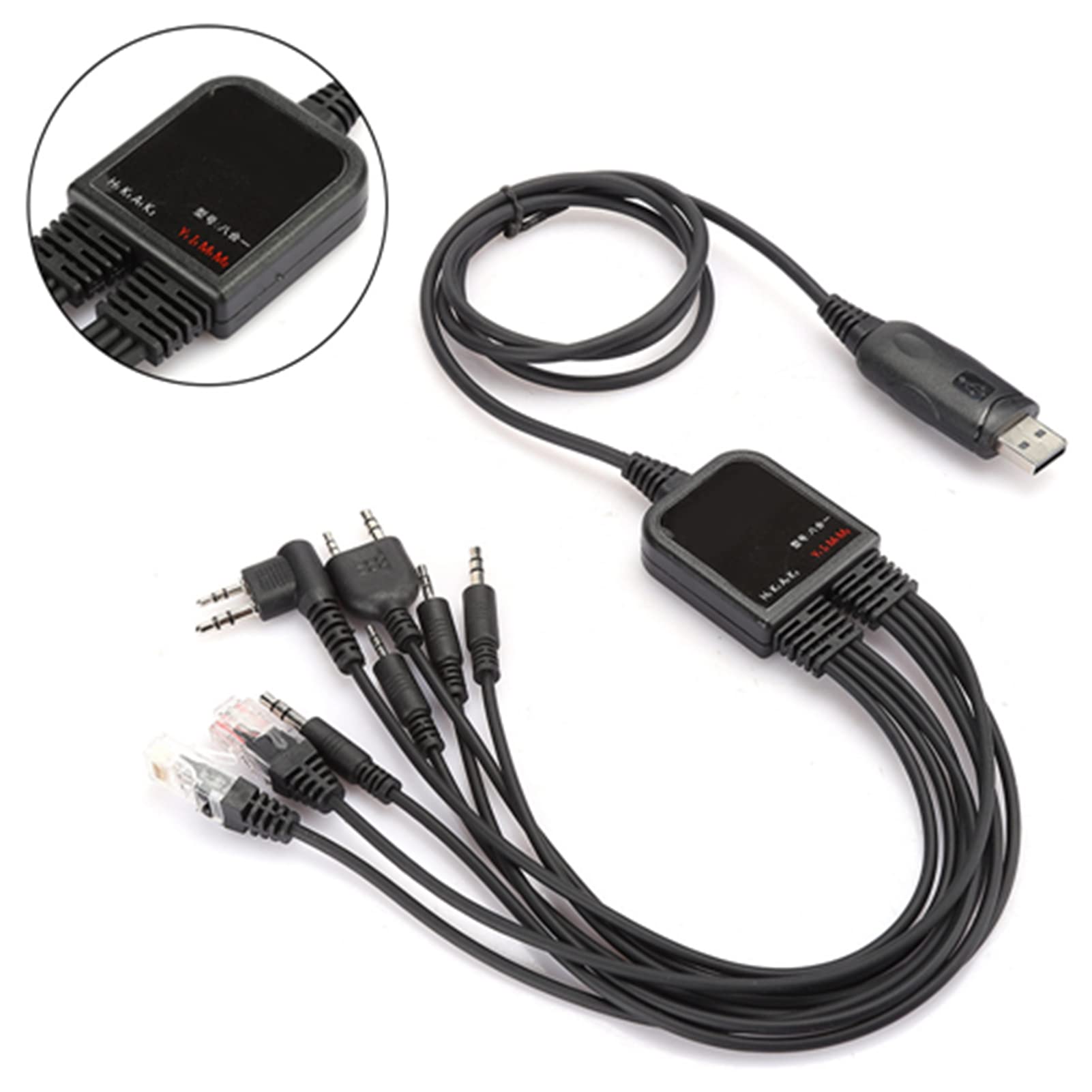 8 in 1 Multifunctional USB Programming Cable Compatible for Kenwood/QuanSheng/HYT/Motorola Walkie Talkie