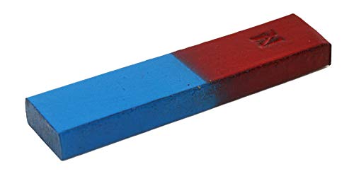 Bar Magnets, Set of 2 - Red & Blue, North/South Poles - Chrome Steel - Includes Keepers - Perfect for Physics Classrooms & Magnetism Experiments - Eisco Labs