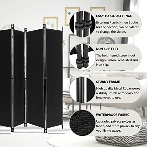 ACTREY 8-Panel Indoor Room Divider, Screen Movable Room Screen Separator Wall Protective Privacy Furniture Indoor Bedroom(Black