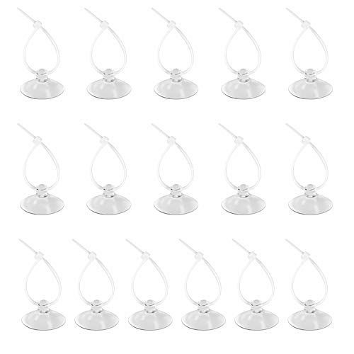 YiePhiot 16 Pcs Aquarium Suction Cups with 16 Pieces Adjustable Zip Ties for Aquarium Fish Tank Binding Moss, Plants, Shrimp Dodging Nest