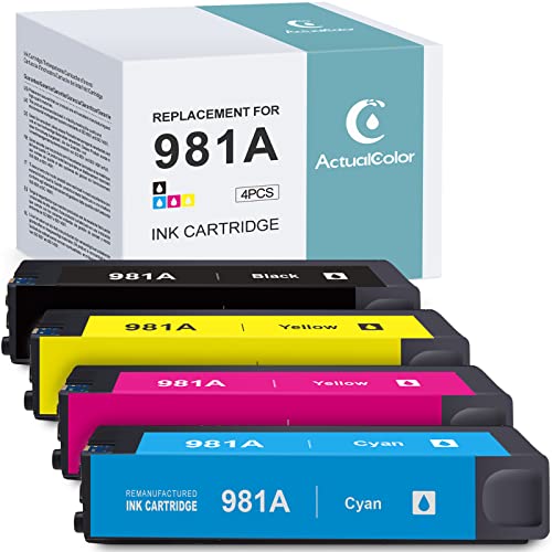 ActualColor C Remanufactured Ink Cartridge Replacement for HP 981A 981 for HP PageWide Enterprise Color 556 556dn Flow MFP 586dn 586f 586 Printer (Black Cyan Magenta Yellow,4-Pack)