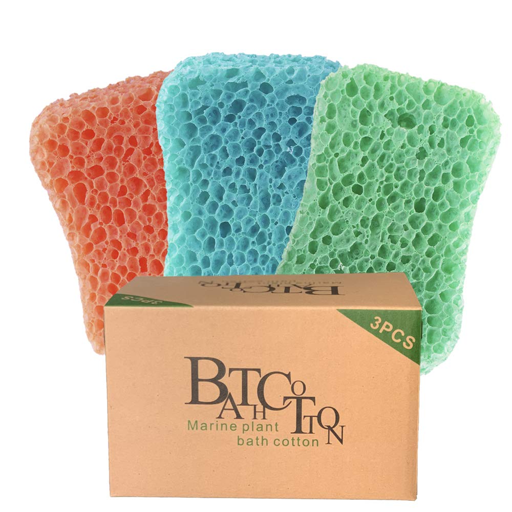 Danpaty Bath Sponge 3-Pack â Soft Exfoliating Shower Sponges for Deep Cleaning, Durable Body Sponge Set for Adults in Orange, Blue & Green