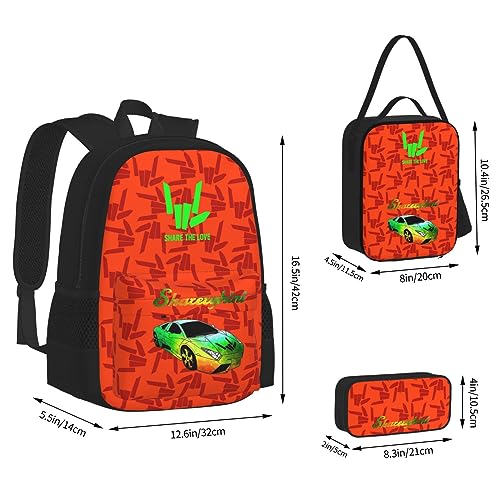 3-Piece Unisex Backpacks Set Including Travel Daypack, Lunch Tote Bag And Pencil Case Combination For Men Women