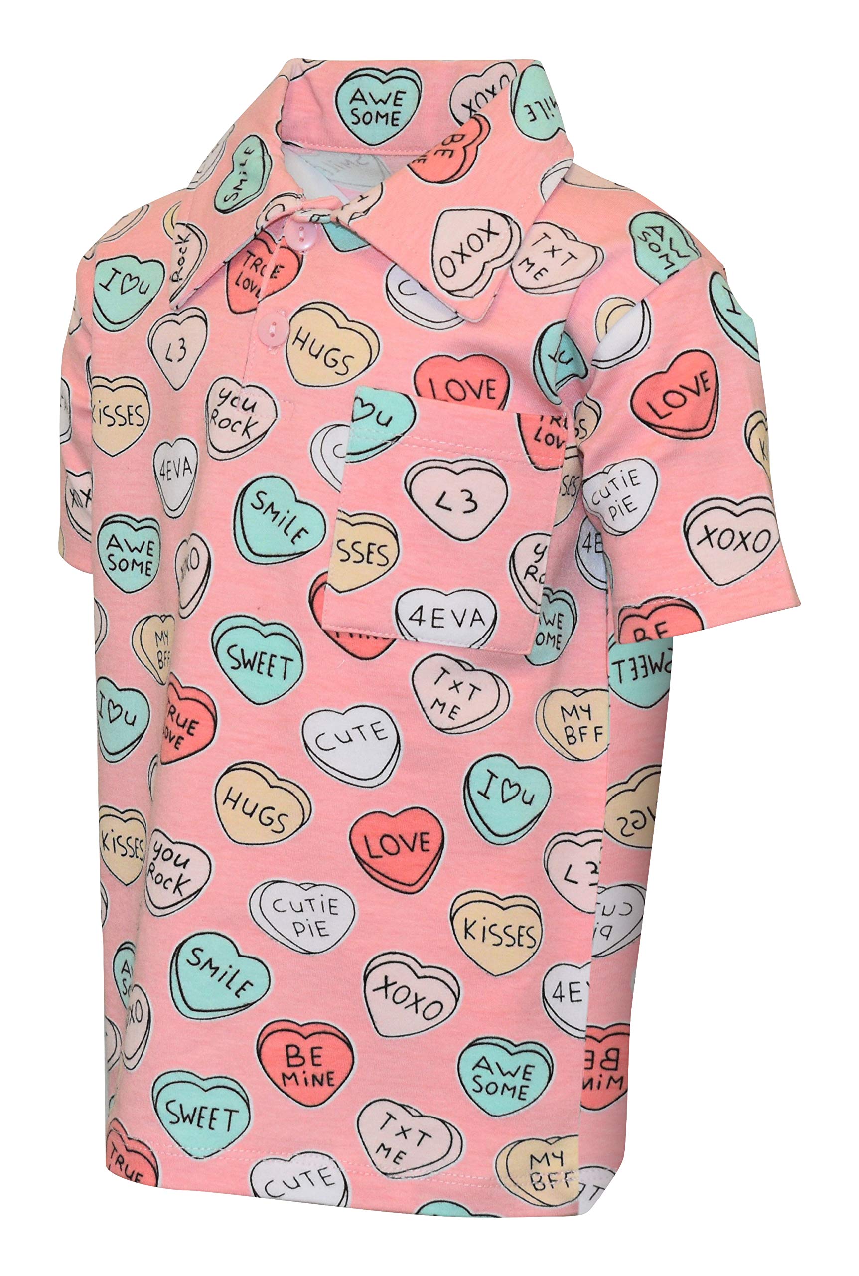 Unique Baby Boys Valentines Day Candy Hearts Polo Shirt (2t, Candy Hearts)