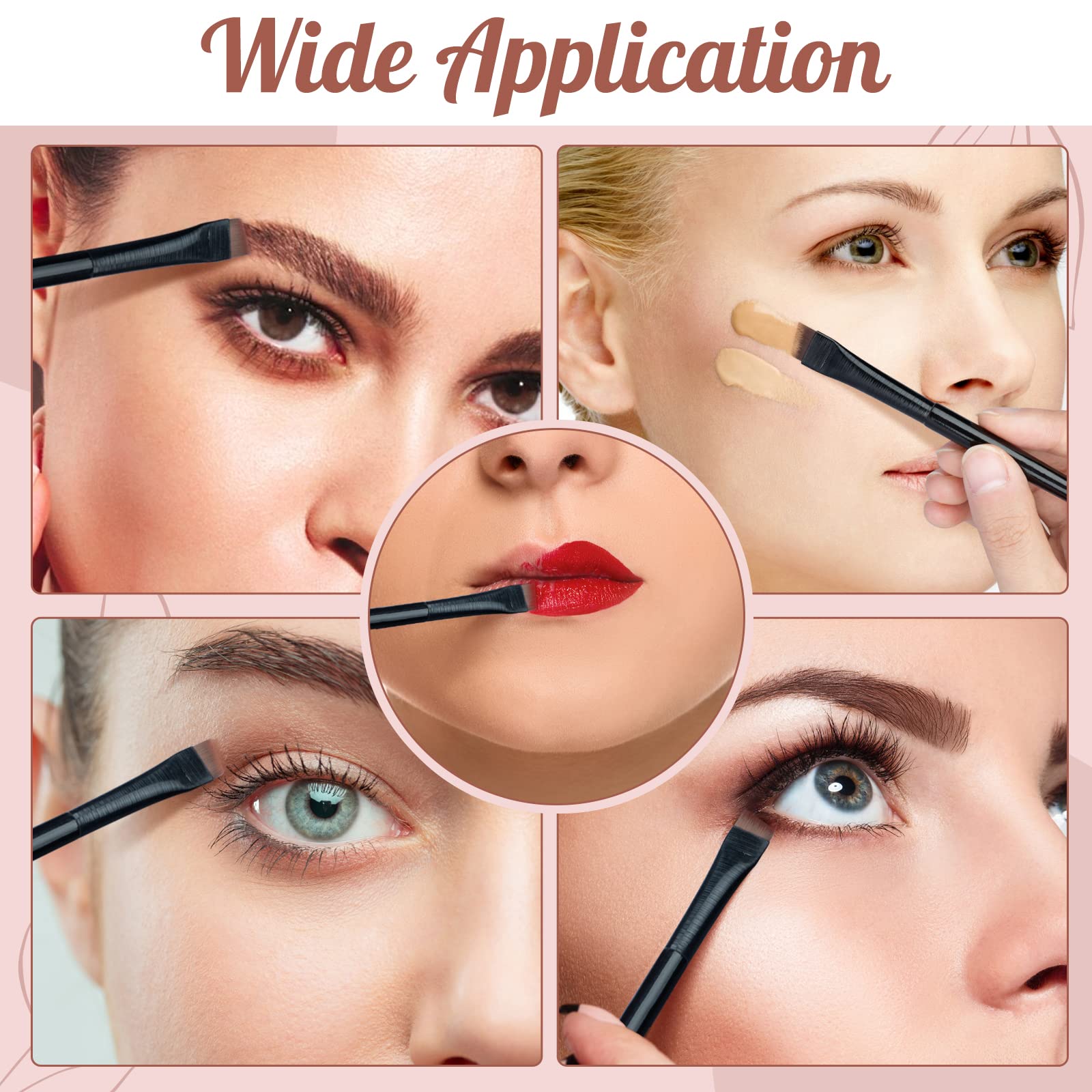 RMISODO 10 Pcs Angled Eyebrow Eyeliner Brush, Ultra Fine Eyeliner Brush, Slanted Eyebrow Brush, Precision Lash Liner Brush, Professional Eye Makeup Applicator for Blending Eyeshadow Eyebrow Eyeliner