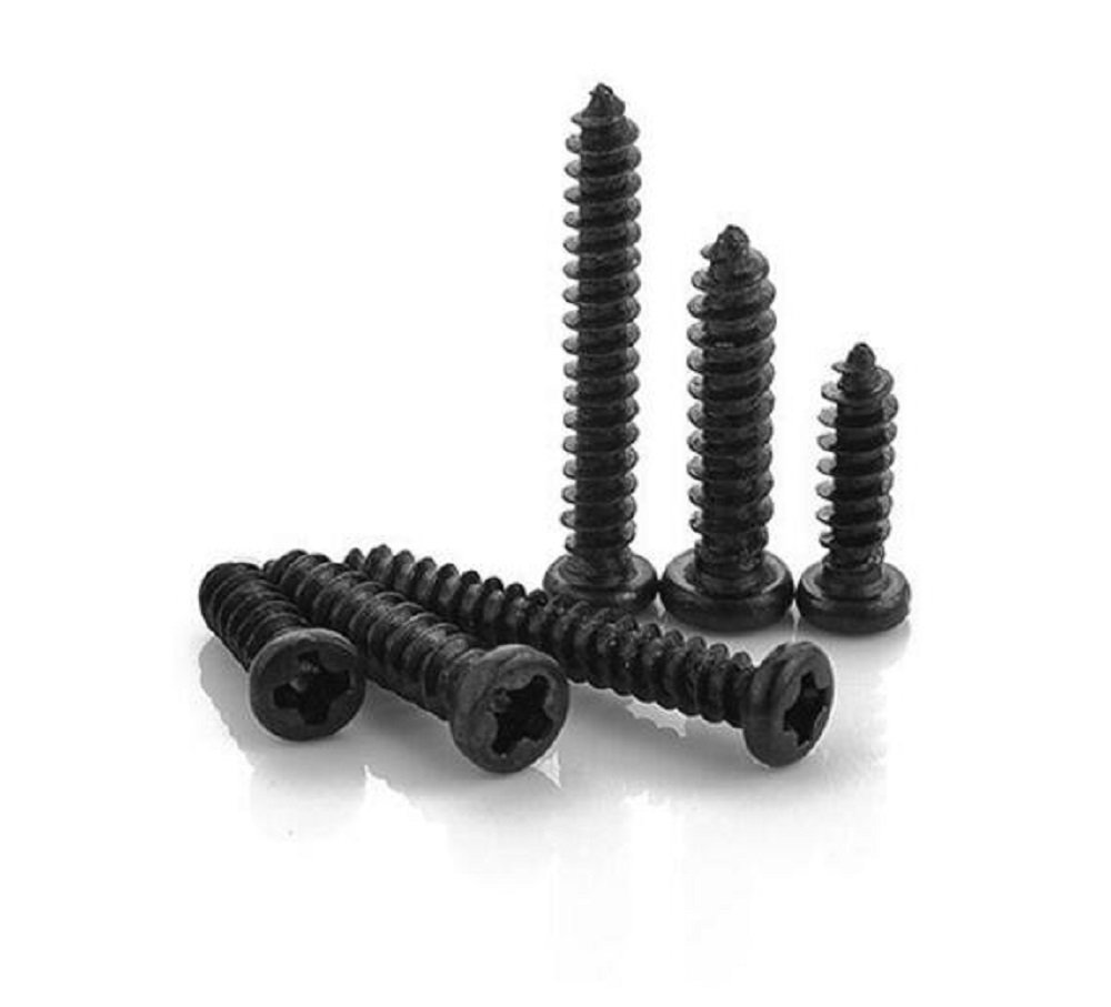 500pcs/Set M3 Black Zinc-Plated Carbon Steel Pan Head Self Tapping Screws, Assortment Drilling Screws with Storage Case, 6mm 8mm 10mm 12mm 16mm 18mm 20mm