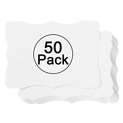 50 Pack Blank Kraft Cards Cardstock Thick Paper Brown Greeting Cards for DIY Gift Card Menus, Baby Shower and Wedding Invitations (5x7IN, White)