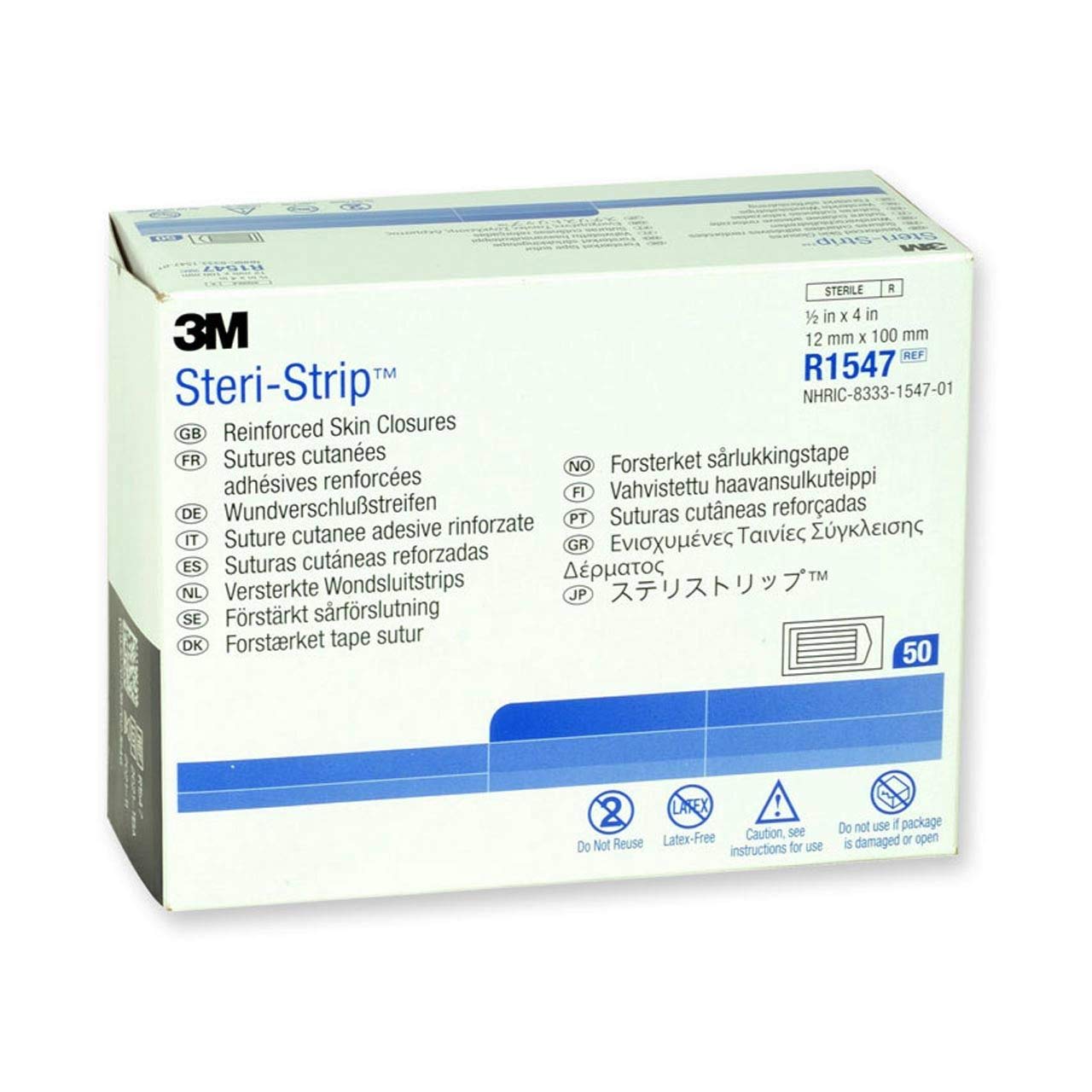 3M Steri Strip Adhesive Skin Closure 0.5in x 4in - Sold By Box 50 R1547