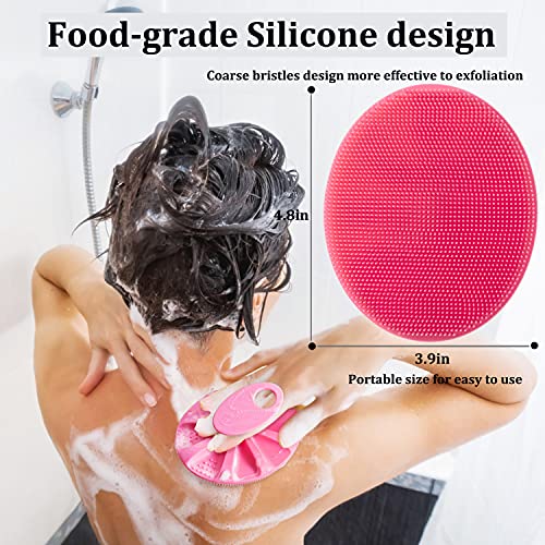 YEADMAL Silicone Body Scrubber Shower Cleansing Brush Pad Bath Exfoliating Soft Bristles SPA Massage Skin Care Tool,for Sensitive and All Kinds of Skin (Pink)