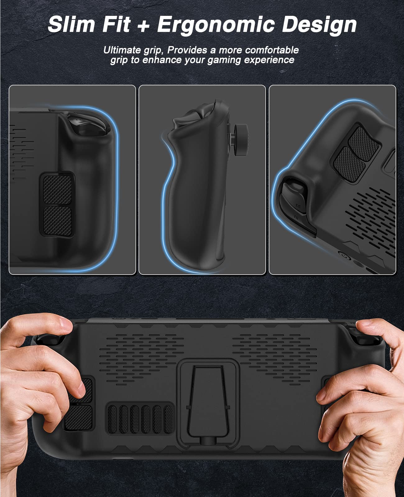 2022 Steam Deck Case, TPU Cover Protector with Stand Base, Shock-Absorption, Non-Slip and Anti-Scratch Kickstand Protective Case for Steamdeck