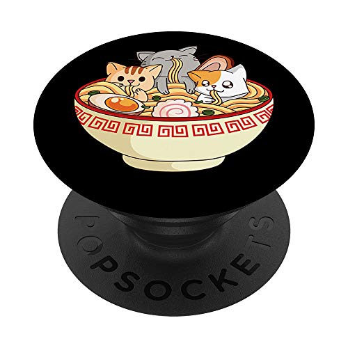 Anime Cat Japanese Ramen Life Noodle Foodie Gift PopSockets PopGrip: Swappable Grip for Phones & Tablets