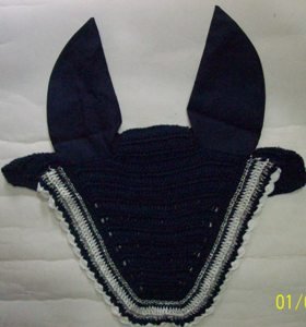 Avani Creations Ad Horse Ear Net Crochet Fly Veil Equestrian Fly Bonnet/veil/mask Standard Size