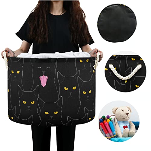 Black Cats Kids Toy Storage Basket Storage Bin Box Kids Laundry Hamper for Nursery Clothes, Toys, Books, Home Decor