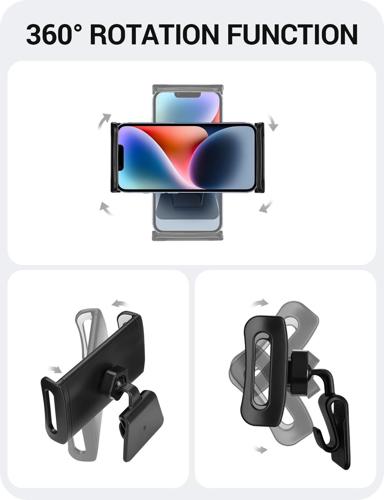 BASENOR 2025 Upgraded Tesla Model Y Model 3 Model S Model X LR/Plaid Tablet Holder Headrest Tablet Mount, 360° Adjustable Travel Rotation Tesla Car Headrest Stand Cradle Accessories