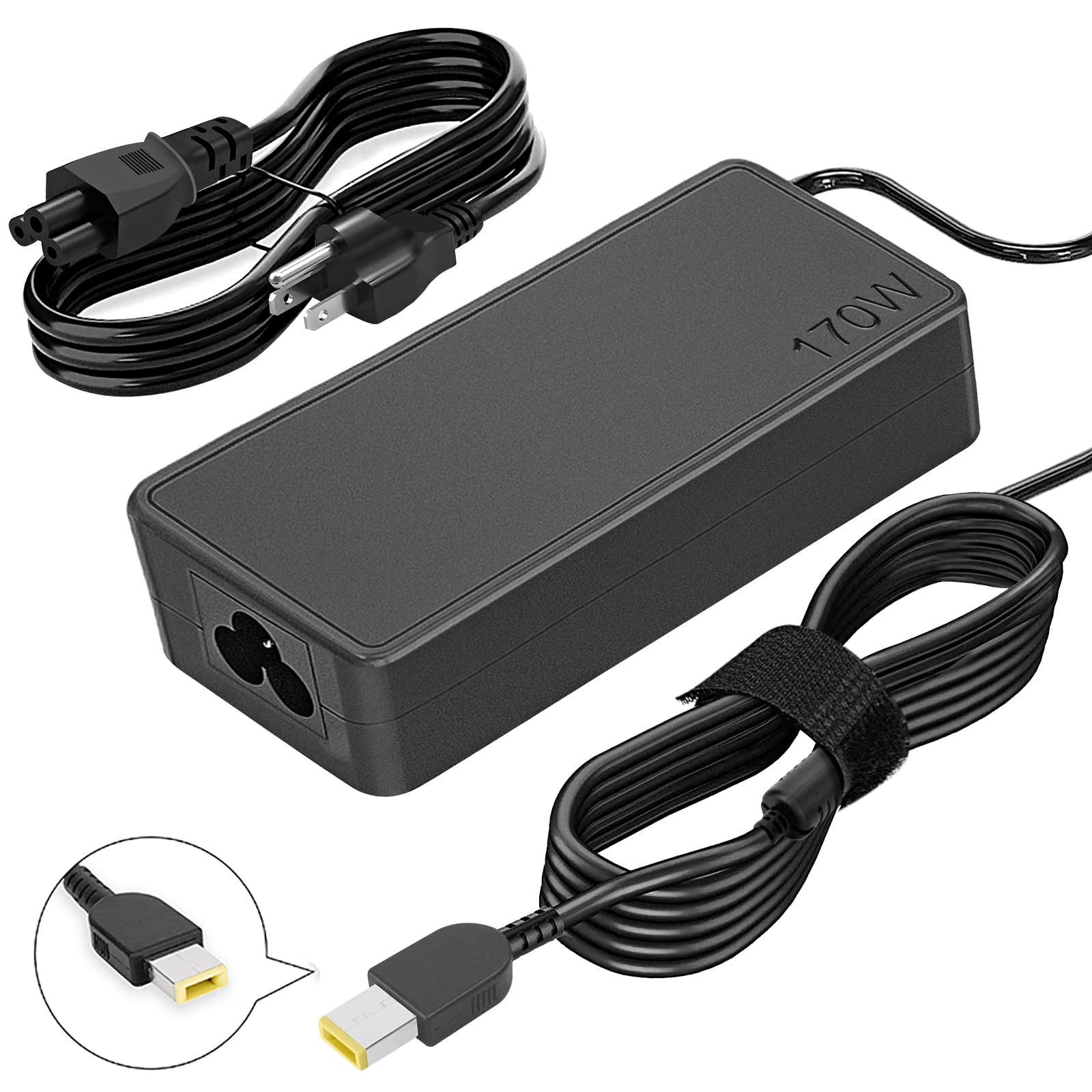 170W Laptop Charger for Lenovo ThinkPad P50 P51 P52 P53 P70 P71 P73 W540 W541 T540P Legion Y520 Y530 Y720 Y730 ADL170NLC2A ADL170NLC3A ANTWELON Square Tip 20V 8.5A AC Adapter Power Supply Cord