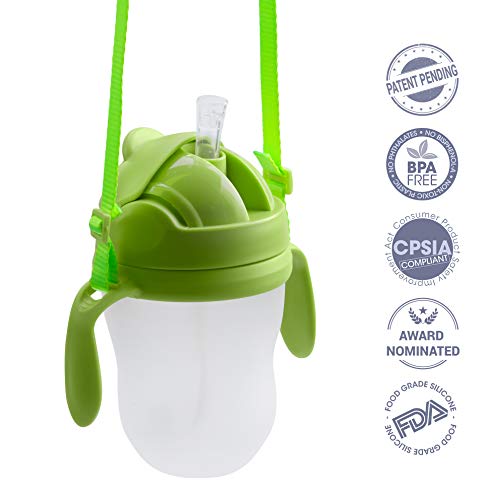 3-in-1 Straw Sippy Cup Conversion Kit for Comotomo Baby Bottle, 5 Ounce and 8 Ounce (Weighted Straw, Green)