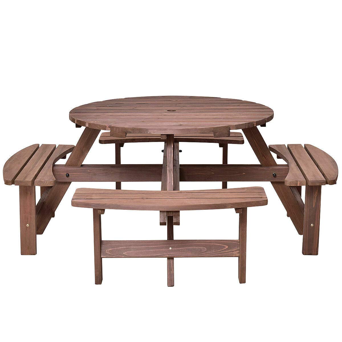 8 Seat Wood Picnic Table Beer Dining Seat Bench Set Pub Garden Yard