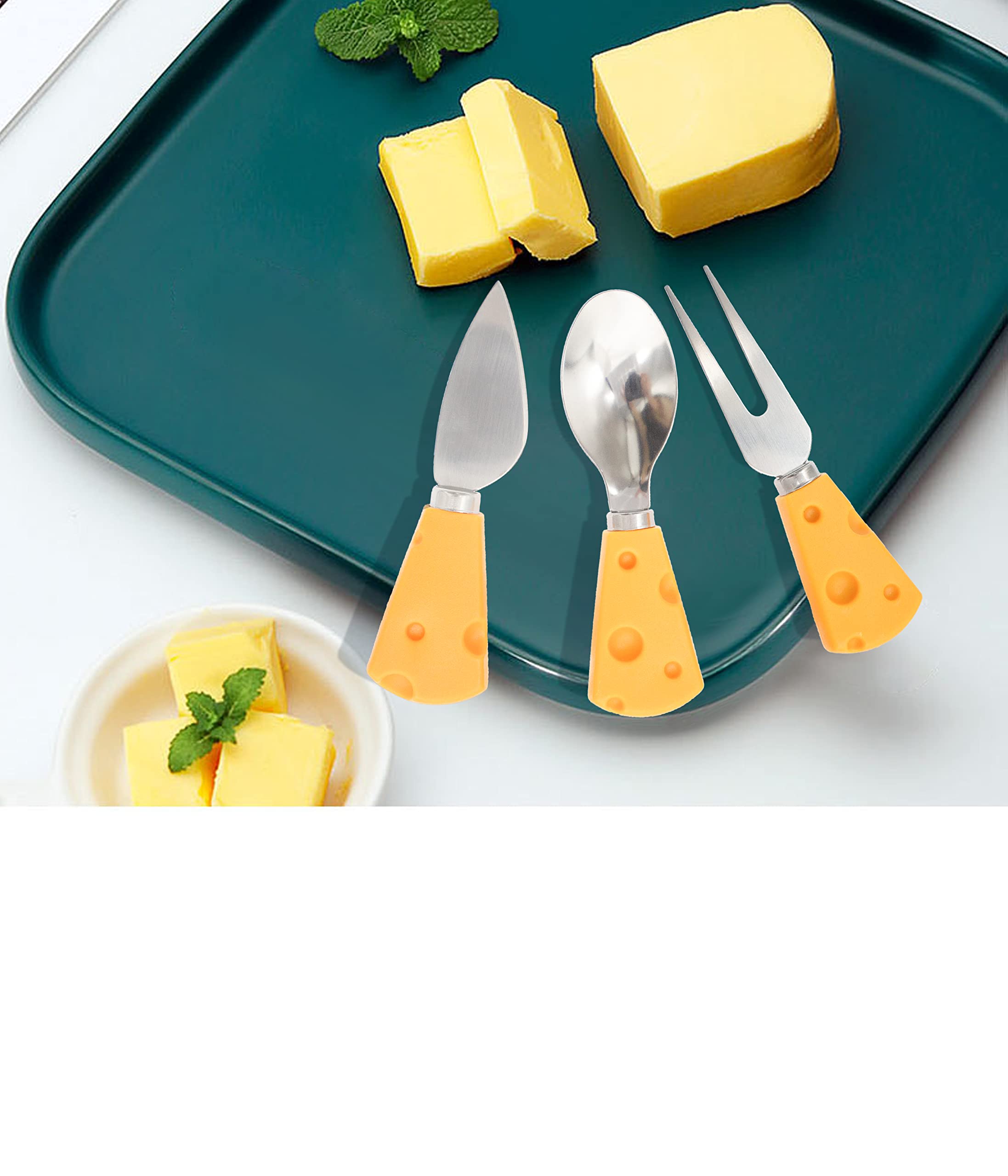 3pcs Cheese Knife Set, Stainless Steel Cheese Knives, cheese spoon, cheese fork, suitable for gift giving