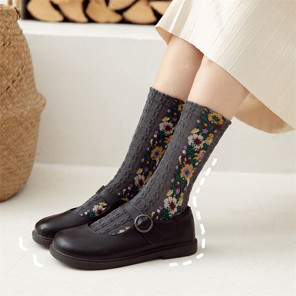 2023 Flower Ladies Socks Women's Long Sock Vintage Cotton Casual Cute Mid-Calf Socks