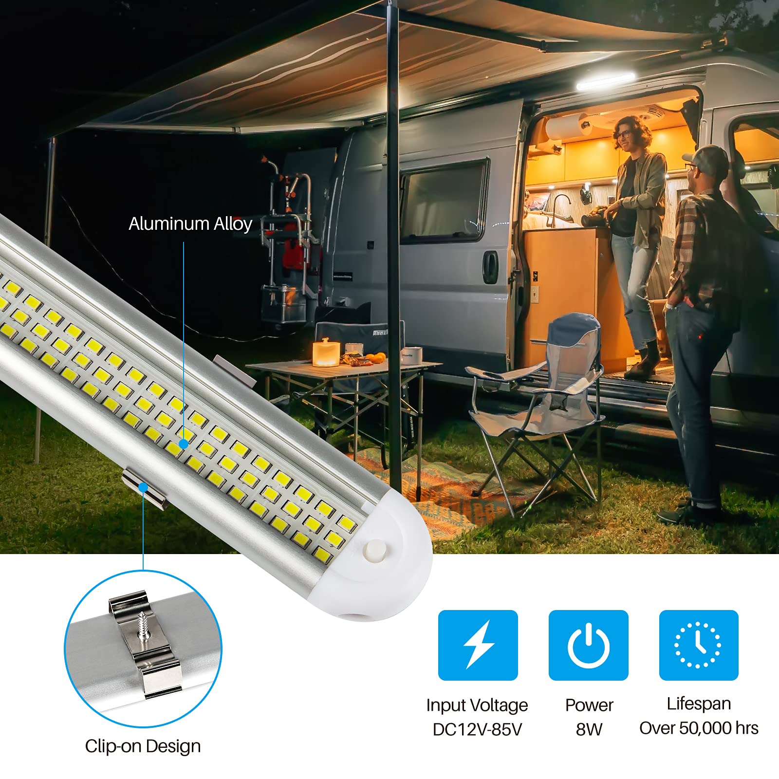 12v LED Interior Light Bar，CT CAPETRONIX 120LEDs 1500LM 8W DC 12 Volt led Strip Lights with ON/Off Switch，for Enclosed Cargo Trailer, Car RV Van Truck Lorry Camper Boat Caravan Motorhome (4Pack)