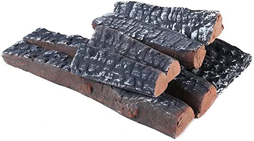 8 Small Pieces Set of Ceramic Wood Gas Fireplace Logs.