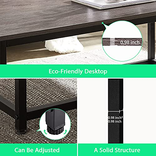 AZL1 Life Concept Coffee Table with Metal Frame,Clean, contemporary design meets rustic industrial style,for living room, office, Dark Brown/Black