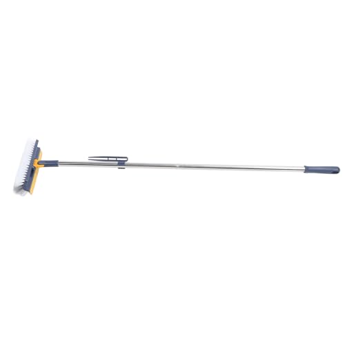 2 in 1 Long Handle Tile & Grout Scrubber Brush - Stiff, 180° Rotating Head - Bathroom & Kitchen Cleaning Tool (Dark Blue)