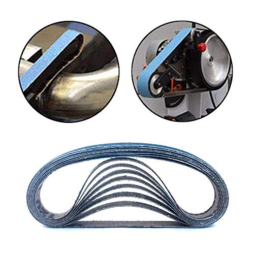 3/8 Inch x 13 Inch Zirconia Sanding Belts, 4 Each of 40/60/80/120 Assorted Grits, Belt Sander Tool for Woodworking, Metal Polishing (16 Pack)