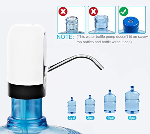 2020 Water Bottle Pump, USB Charging Automatic Drinking Water Pump for Universal 2-5 Gallon Jugs, Portable Electric Water Dispenser for Home Kitchen Office Camping