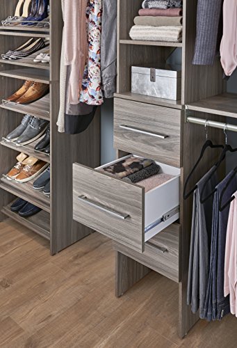 ClosetMaid SuiteSymphony Wood Closet Drawer, Add On Accessory, Modern Style, For Storage, Closet, Clothes, 16β x 10β Size for 16 in. Units, Natural Gray/Satin Nickel