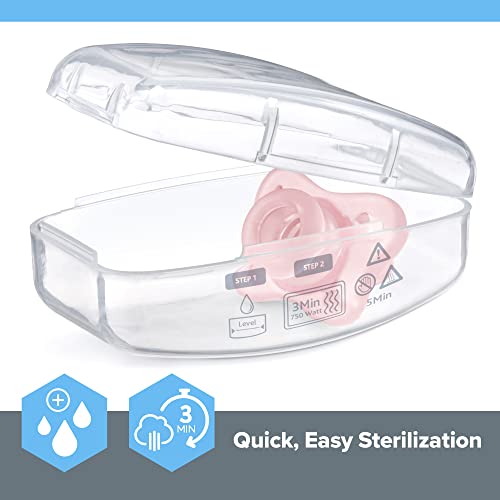 Chicco PhysioForma 100% Soft Silicone Mini One Piece Pacifier for Babies Aged 0-2 Months | BPA & Latex Free | Reusable Sterilizing Case | Pink, 2pk